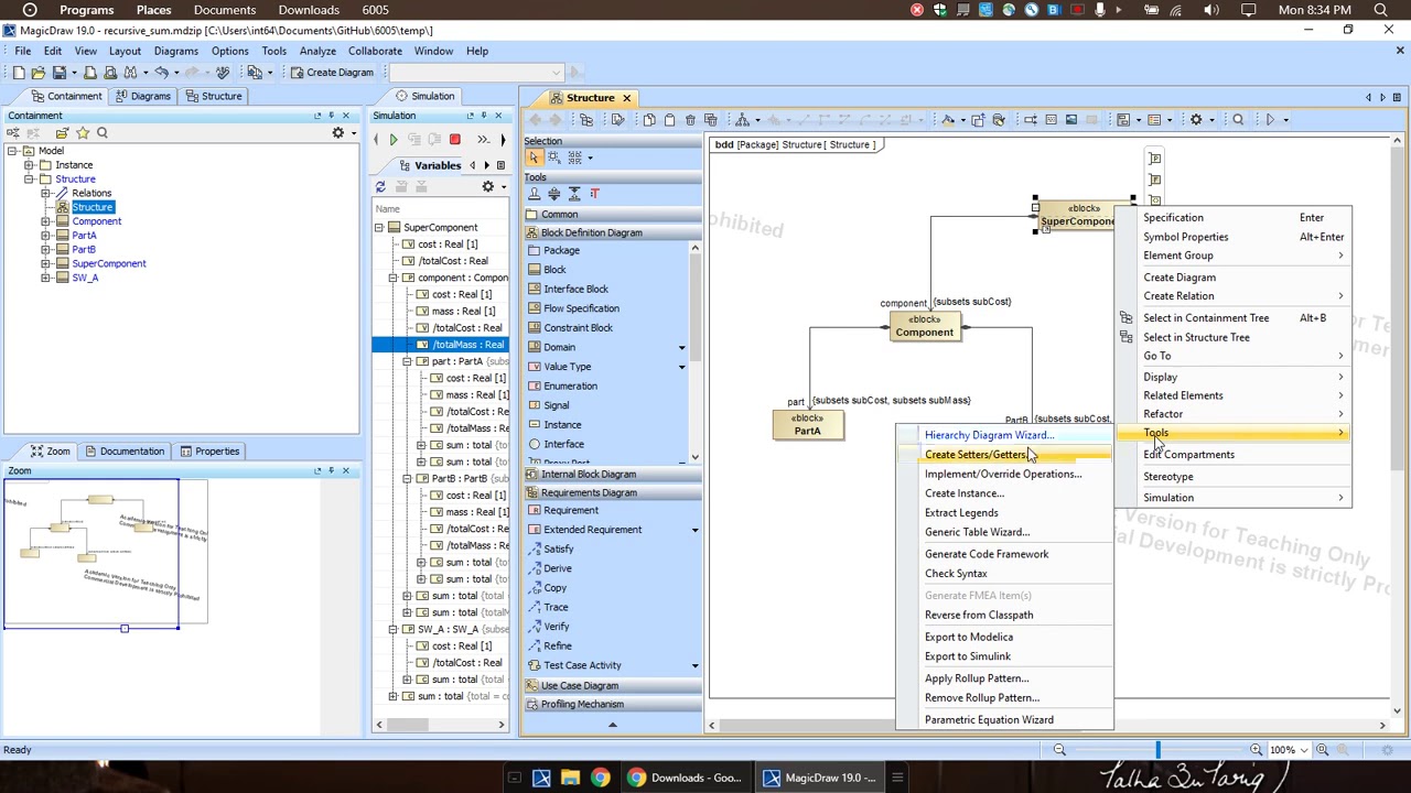 simple rollup structs in magicdraw
