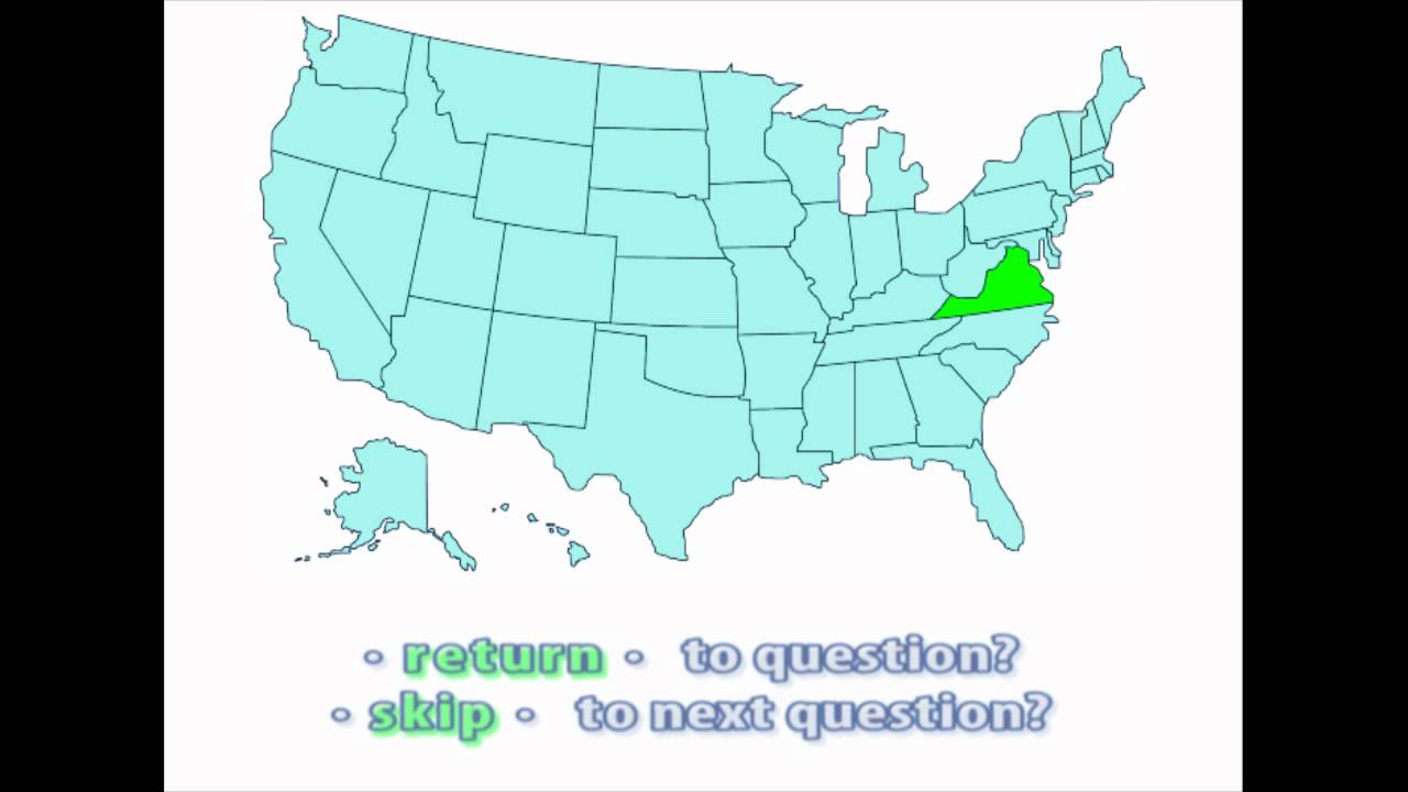 Interactive United States Map Quiz - Location of Virginia