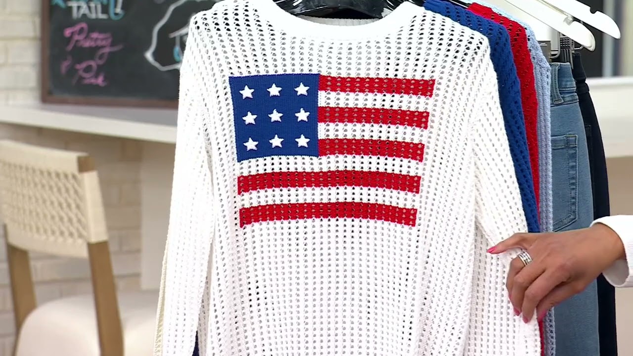 Joan Rivers American Flag Cotton Sweater on QVC