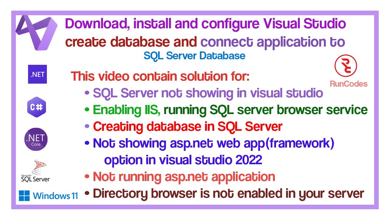 Configure Visual Studio 2022 for .NET, .NET Framework and .NET Core? Win Form | SQL Server Database