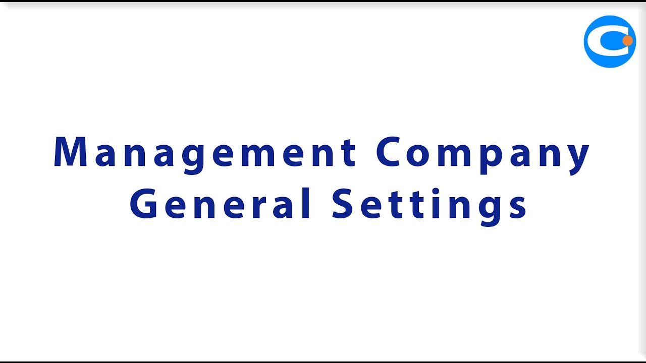 Management Company General Settings