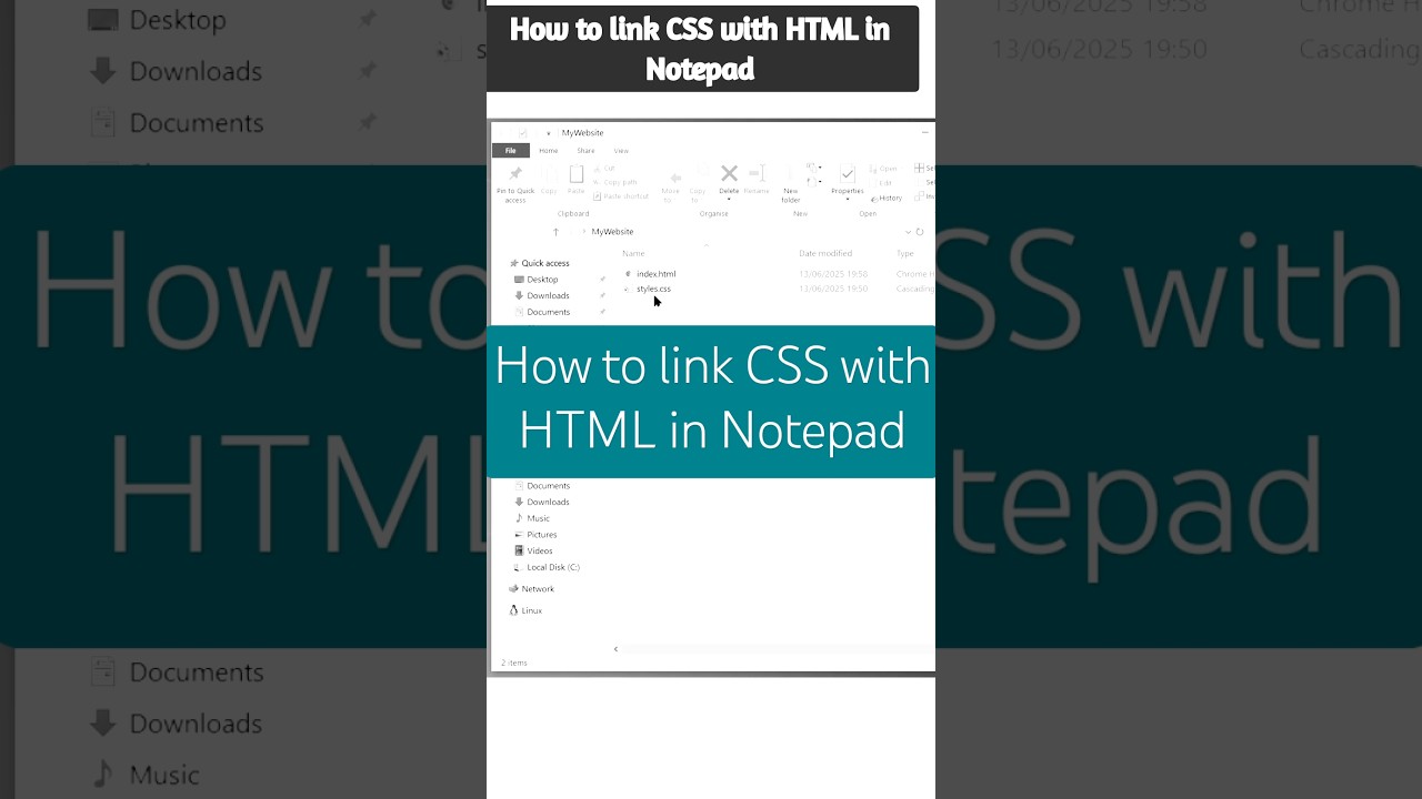How to Link CSS with HTML in Notepad | Beginner's Web Design Tutorial | Part 7