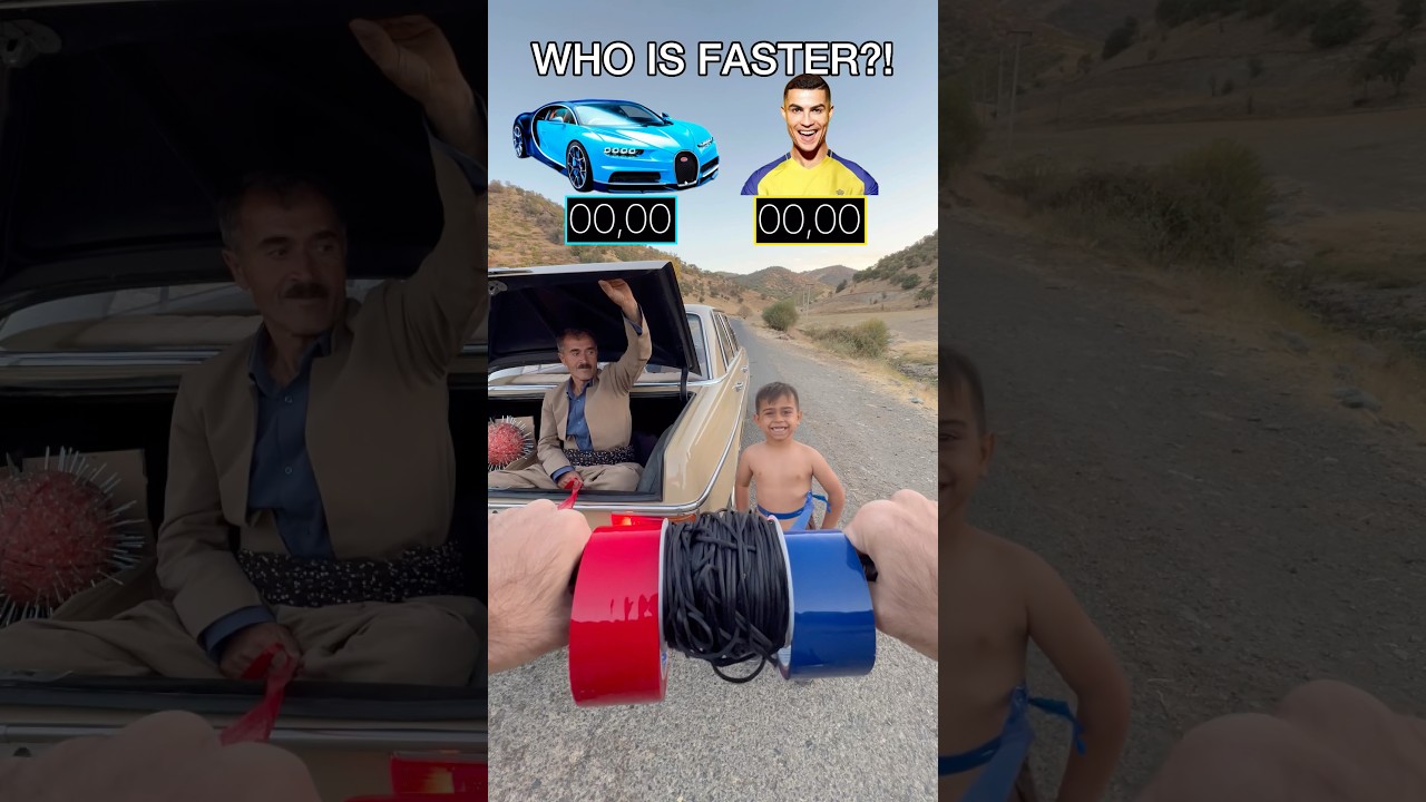 Mini Cristiano or Bugatti?! Who Is Faster?! #ronaldo #car #youtube #shorts