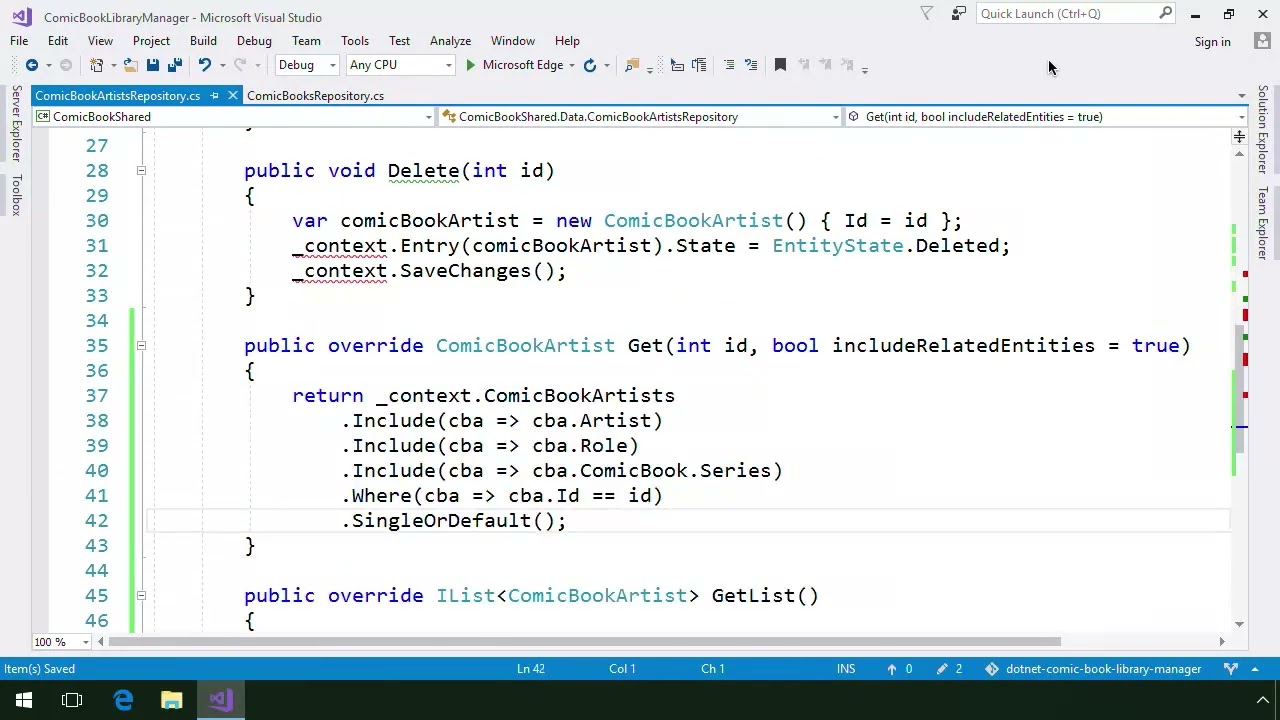 03. Data Access Design Patterns 07  Using Our Generic Base Repository Class