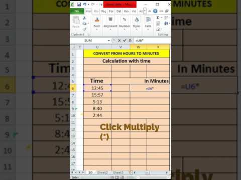 CONVERT FROM HOURS TO MINUTES # calculate With Time in Excel #nkexcelclasses #exceltutorial #short