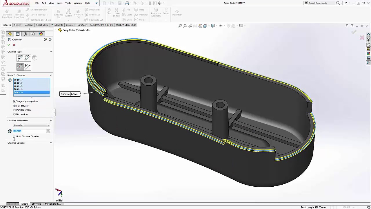 SOLIDWORKS 2017 - Chamfer-Fillet