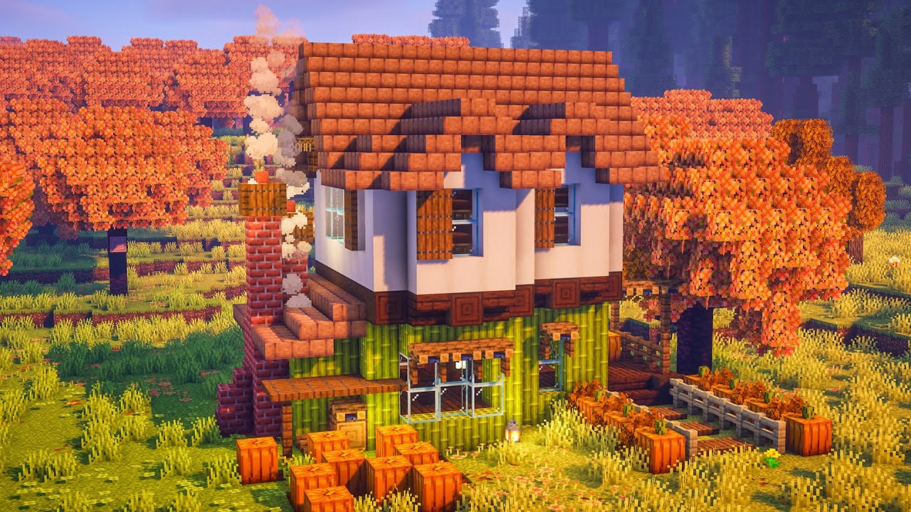 🍂 Minecraft: How to Build a Cozy Autumn House | Tutorial 🍂 - Minecraft ...