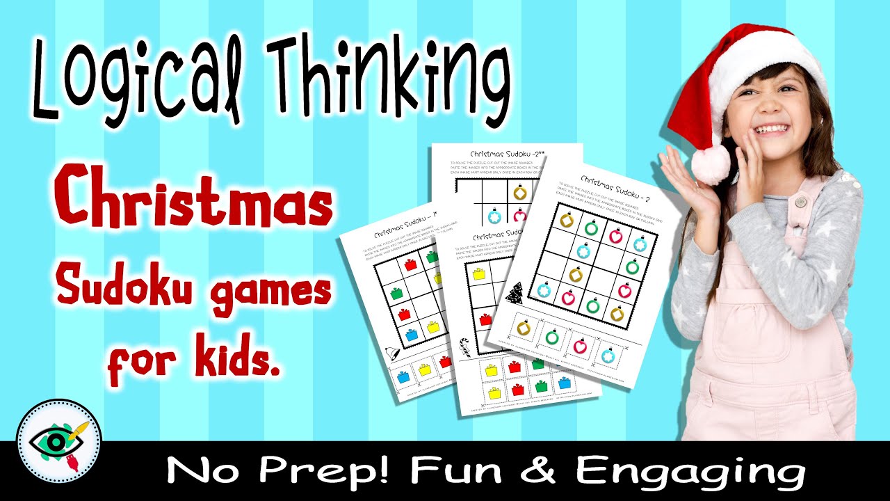 Christmas sudoku game, Printable Sudoku for Kids grades 1-2, promotes logical thinking.