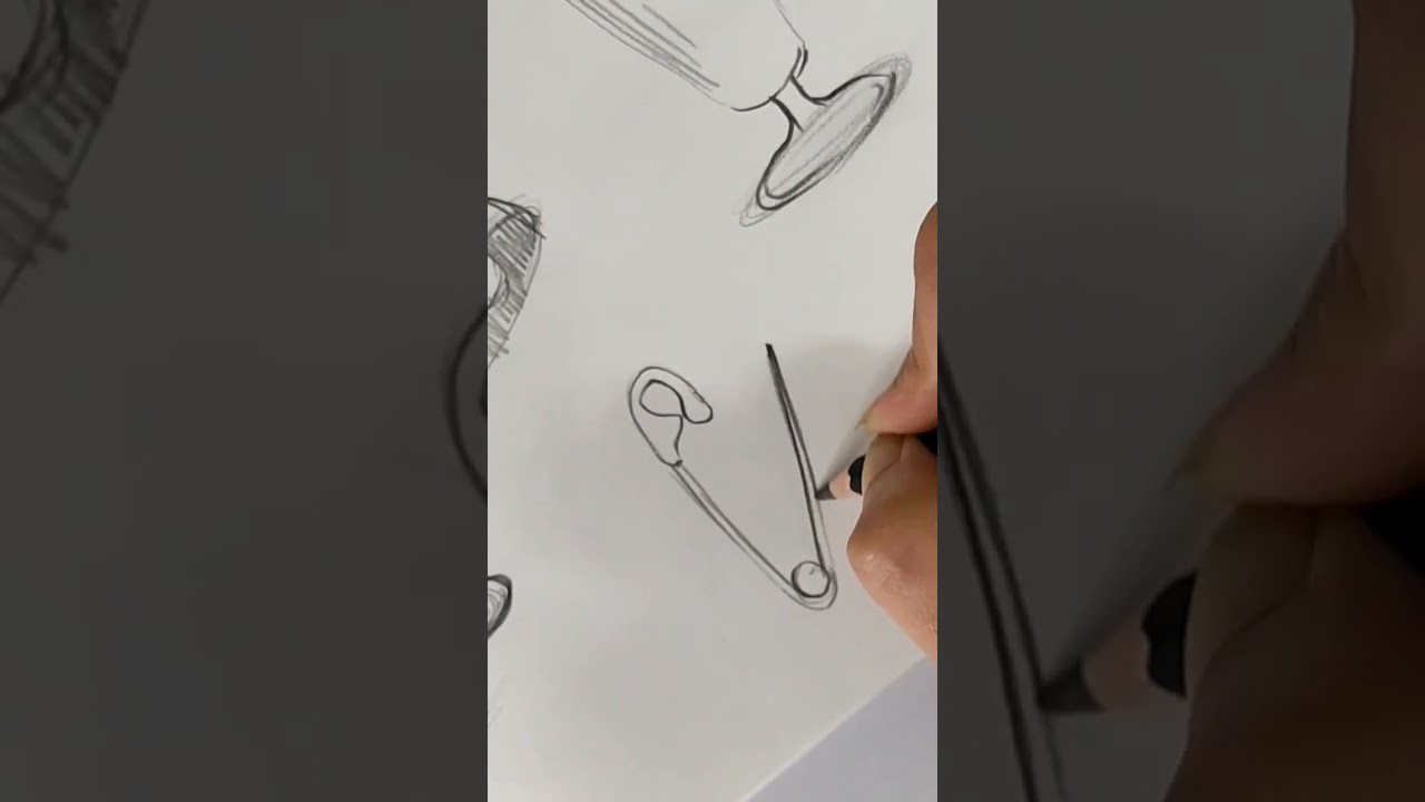 how to draw a safety pin #shorts #art #artshortvideo #sketchbook #short #shortfeed