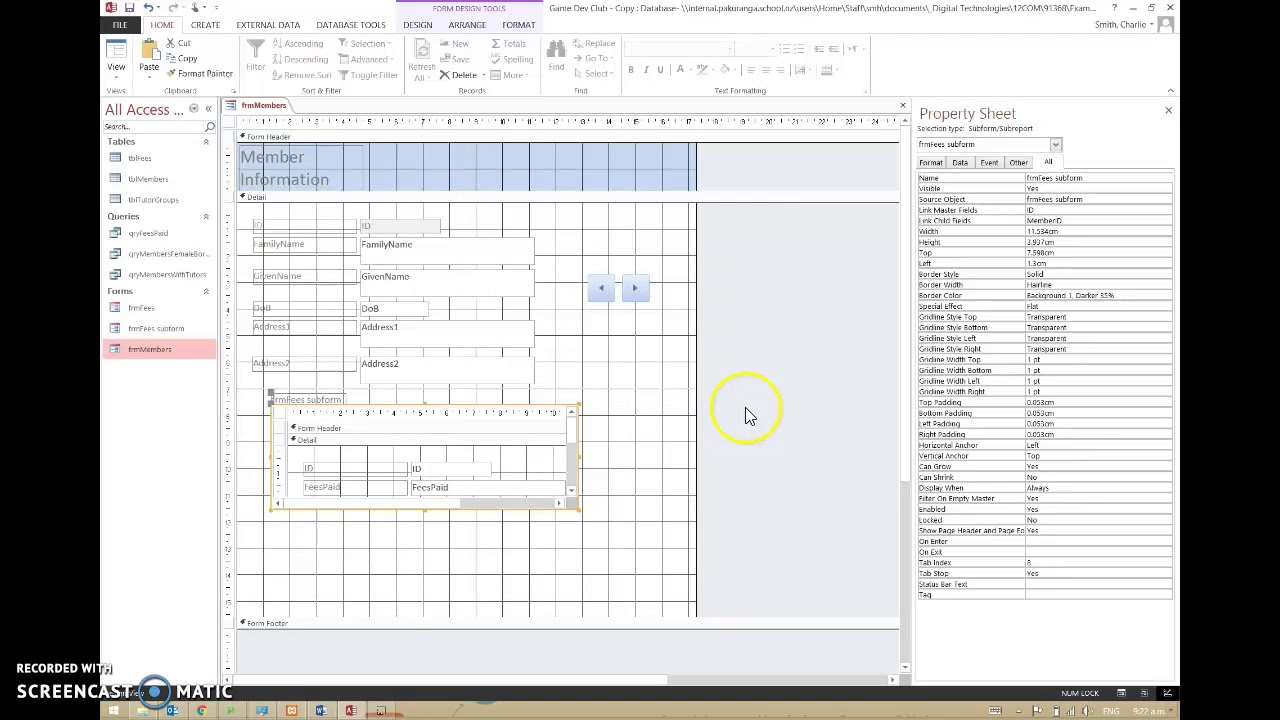 Access - subforms to display linked data