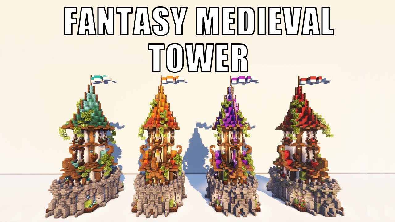 Minecraft Fantasy Medieval Tower | Fantasy House Build Tutorial ...