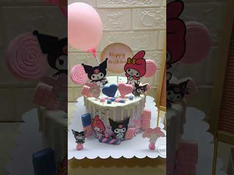 kuromi x melody themed cake π #cake #birthdaycake #kuromi #kuromiandmymelody #kuromicake #customized