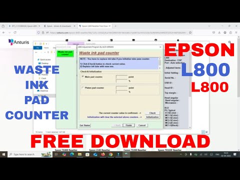 How to reset Waste Ink Pad counter for Epson L800 for Free | Free download Epson L800 ink pad reset