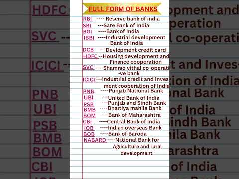 🔥IMP Full form of Banks ~RBI~CBI~PNB#english #bank#trending #subscribe