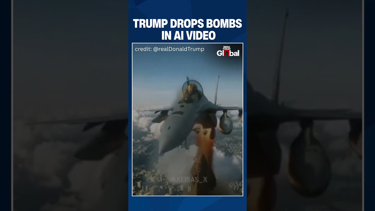 Trump Posts AI Video of Himself Bombing Protesters from ‘King Trump’ Jet #shorts