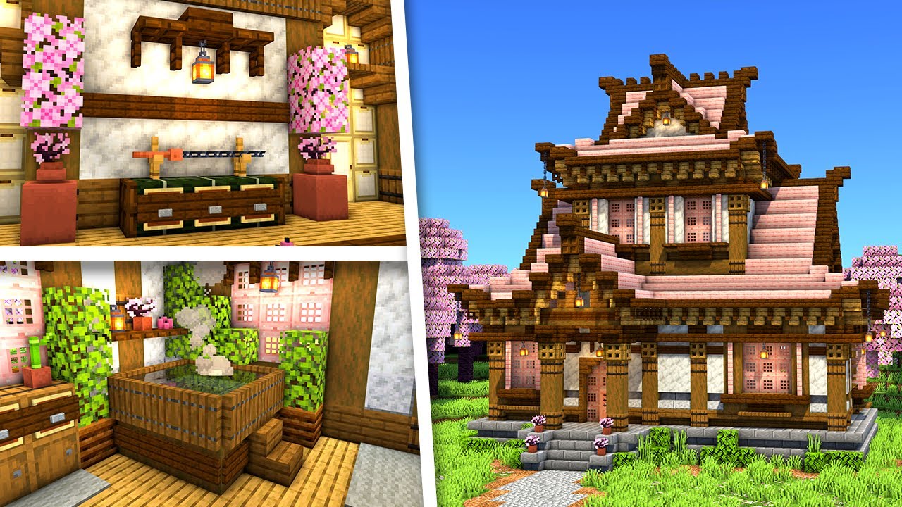 How to Build Cherry Japanese House Interior | Minecraft Tutorial ...