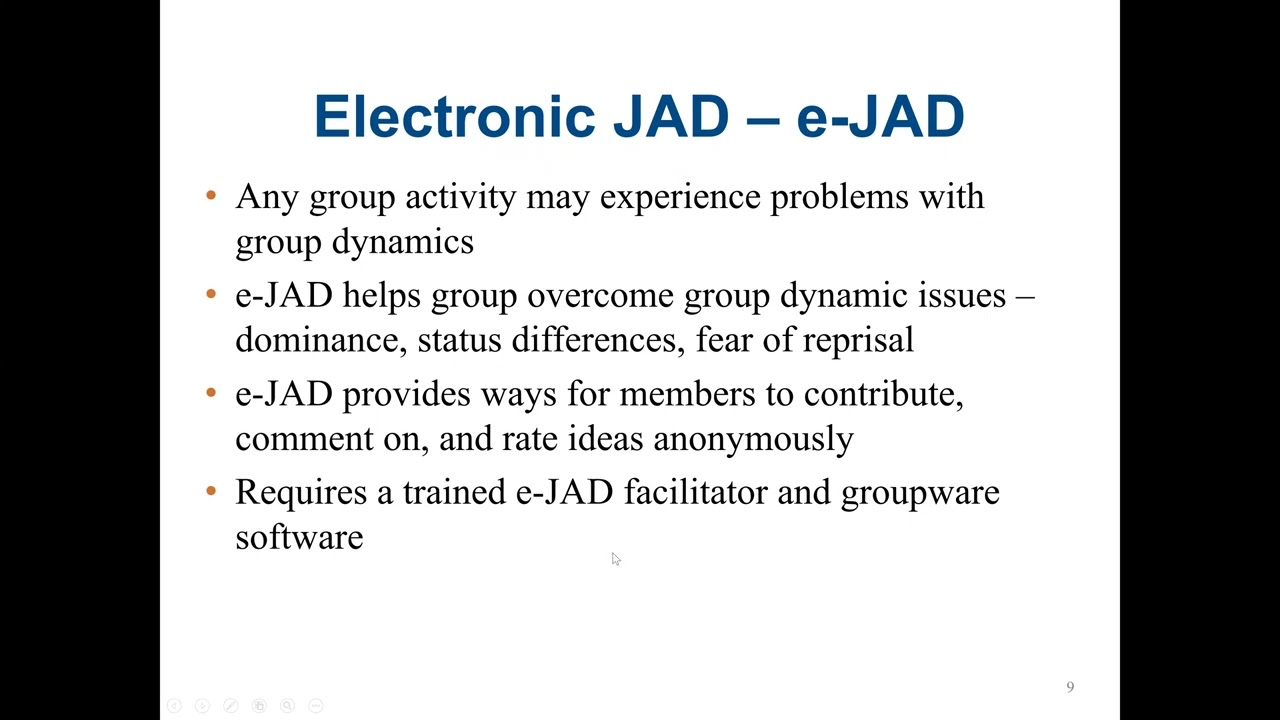 System Analysis and Design - Requirements Elicitation Techniques, interviews, JAD, questionnaires.