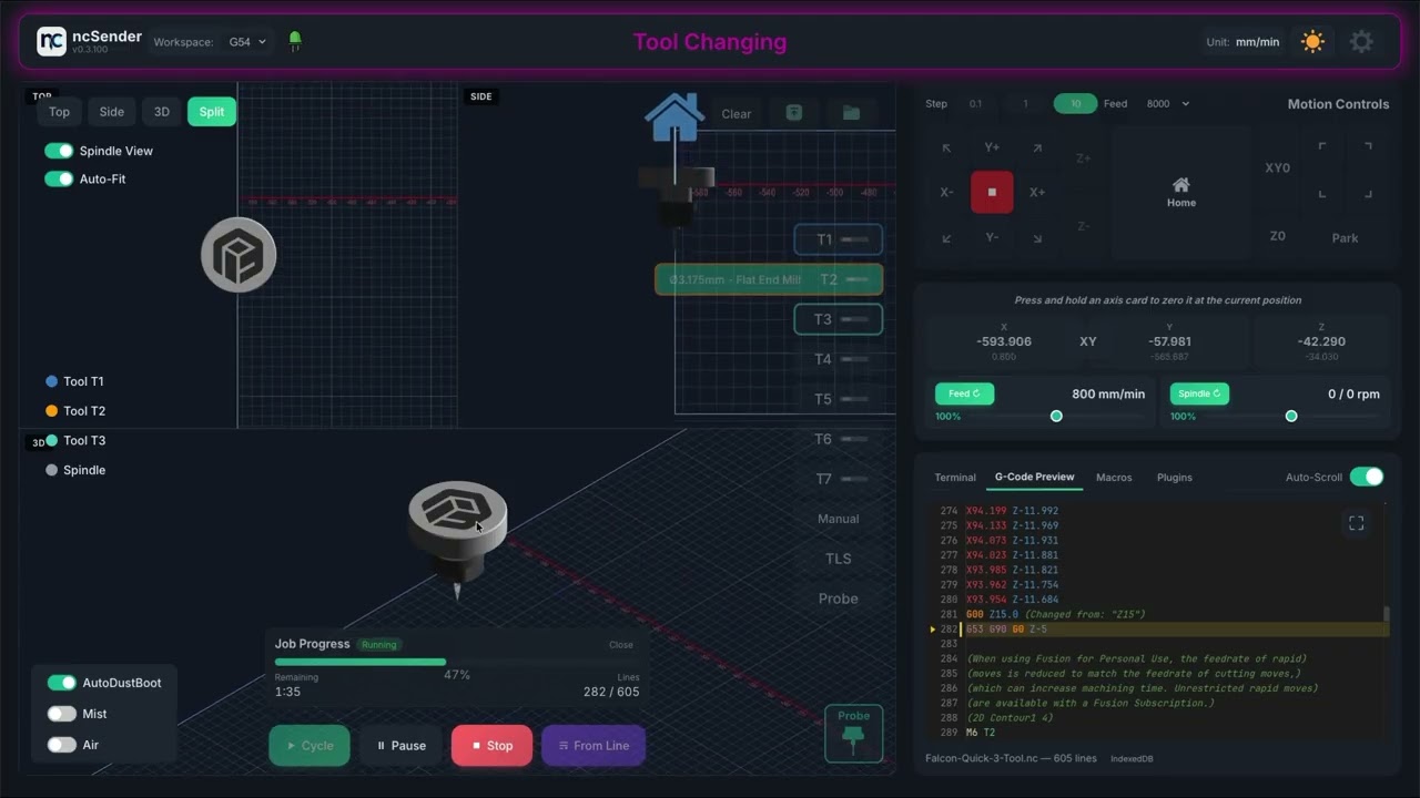 ncSender: Split View Visualizer