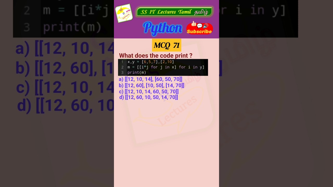 Python MCQ 71 - Test Your Skills #python  #pythonprogramming #pythoninterview#shorts#trending
