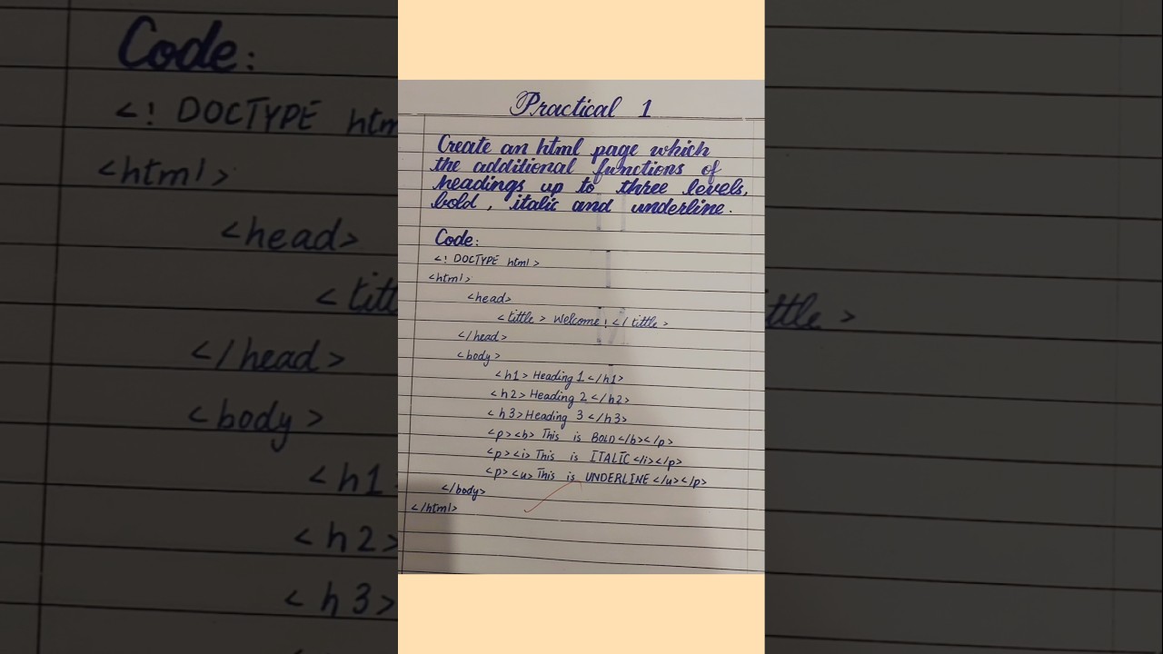 HTML no 1 class 9-10 practical copy #shorts #experiment