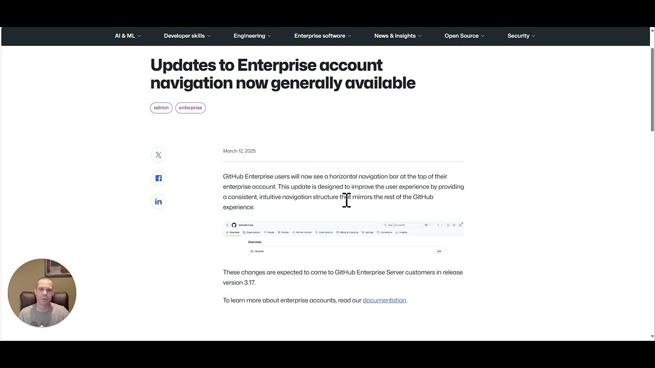 New GitHub Enterprise Navigation
