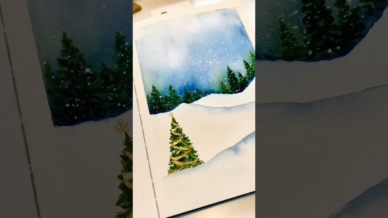 Holiday landscape in watercolor