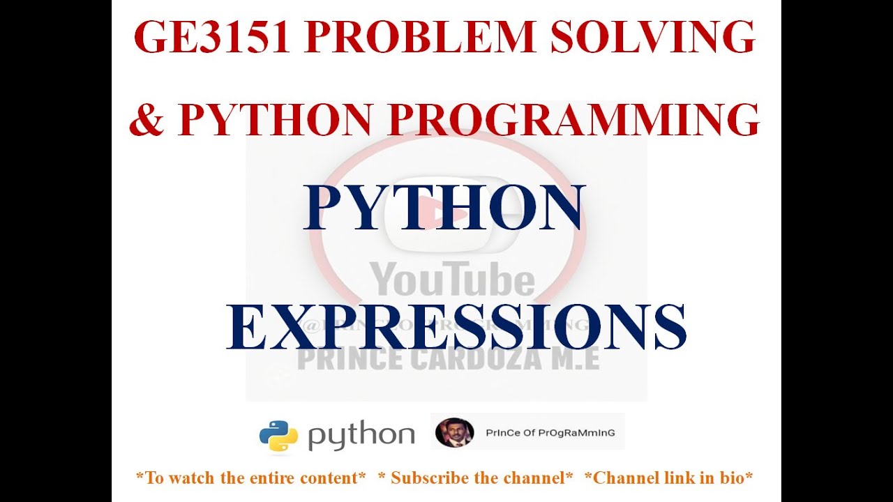 PYTHON EXPRESSIONS | EVALUATION OF EXPRESSIONS | GE3151 PROBLEM SOLVING AND PYTHON PROGRAMMING NOTES