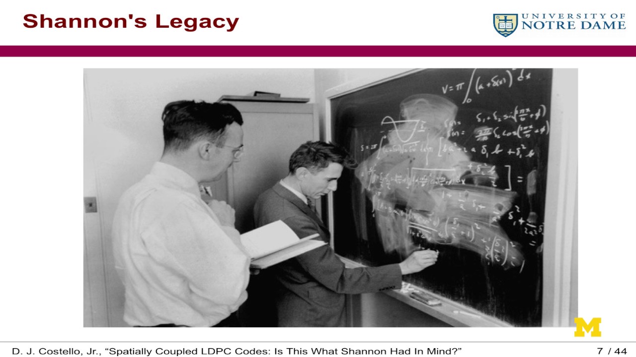 Daniel Costello | Spatially Coupled LDPC Codes: Is This What Shannon Had In Mind?