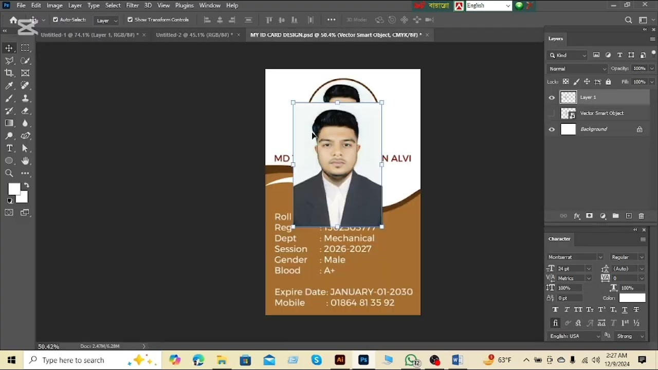 student id card  Design and mockup Practice