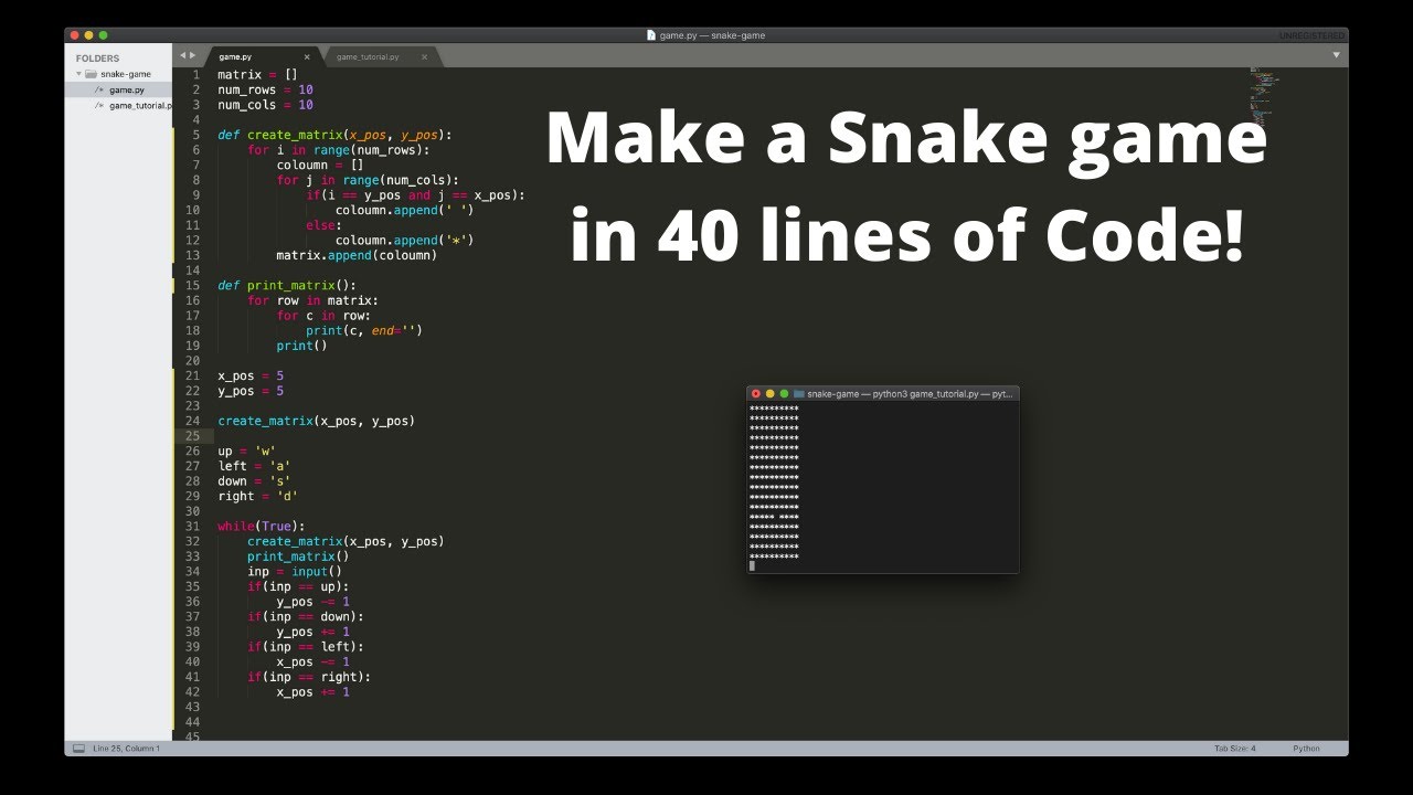 Making your own snake game in Simple Python | Beginner Tutorial