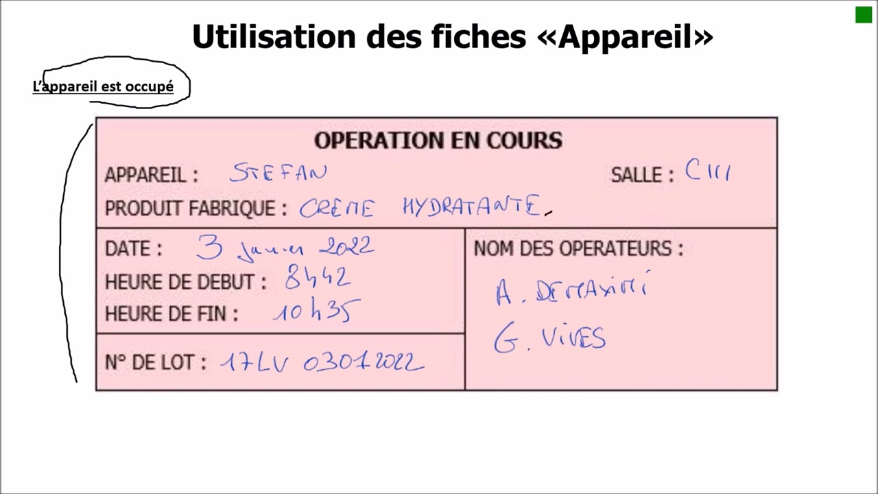 Utilisation des fiches 'Appareil' pour traçabilité