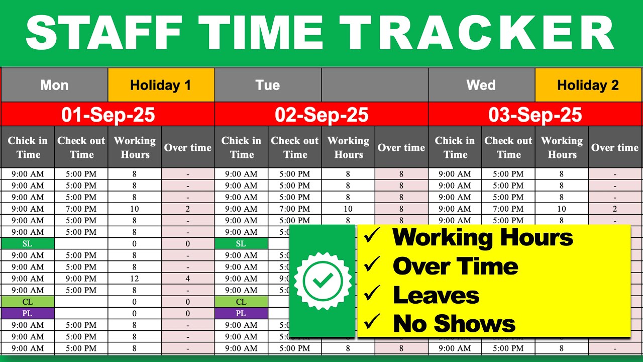 Staff Time Sheet in Excel Step by Step Guide + Template