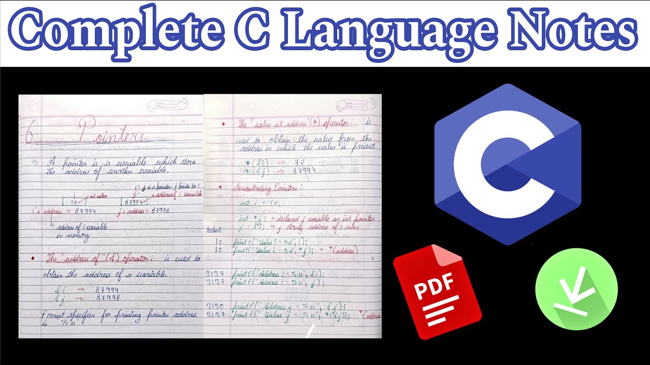 Complete C Language Handwritten Notes PDF Download