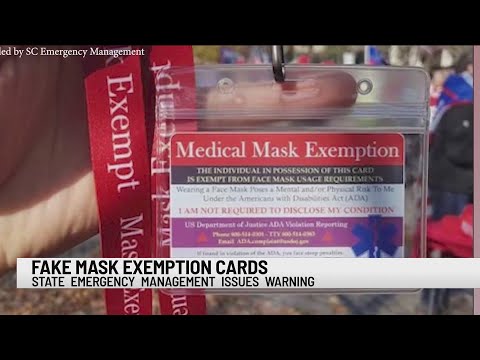 SOUTH CAROLINA'S EMERGENCY MANAGEMENT CONFIRMS MASK EXEMPTION I.D. CARDS ARE FAKE
