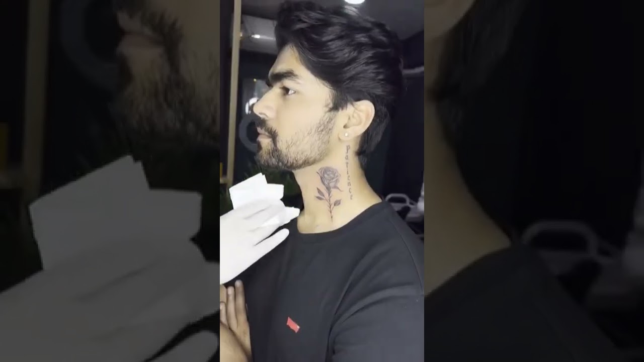 Justin Bieber tattoos | Justin Bieber Tattoo | neck tattoos | rose tattoos| permanent tattoos #short