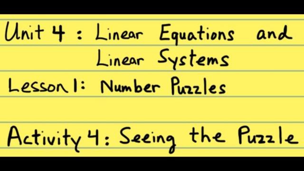 8th Grade Illustrative Mathematics: Gr. 8; U4; Lesson 1-4:  Seeing the Puzzle