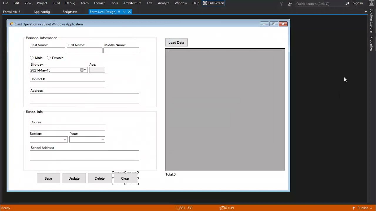 VB.Net with SQL. Insert, Update, Delete, Search (CRUD) in VB.Net with SQL Server| Full Source Code