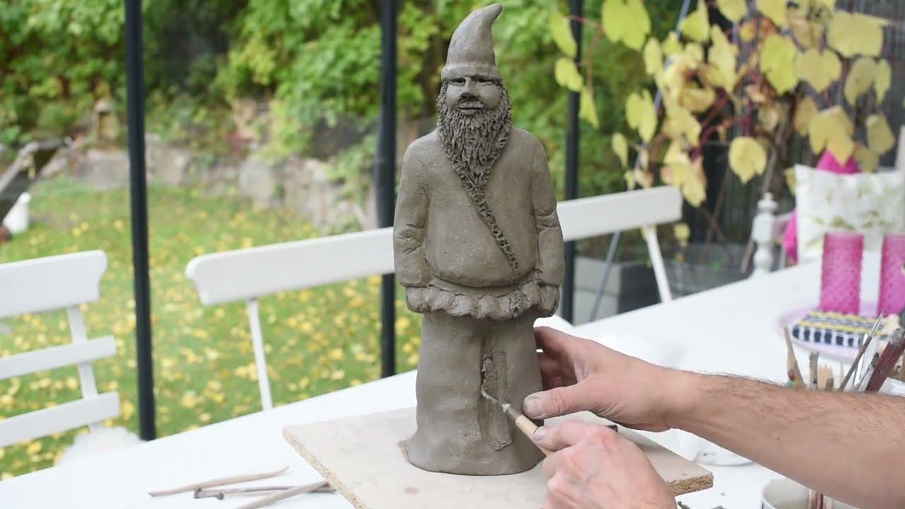 How to sculpt in clay in one piece. Easy DIY garden elf!