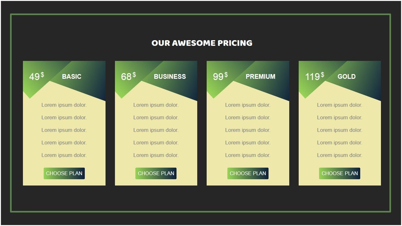 Pricing Table Design with html css and Bootstrap | Web Design Tutorial