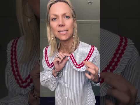 Dolores Stripe Blouse with Peter Pan Collar and Ric Rac Detail