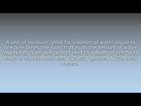 What does Acre foot mean?