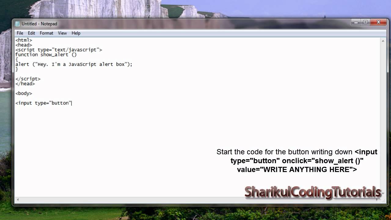 Javascript alert box - Notepad tutorial