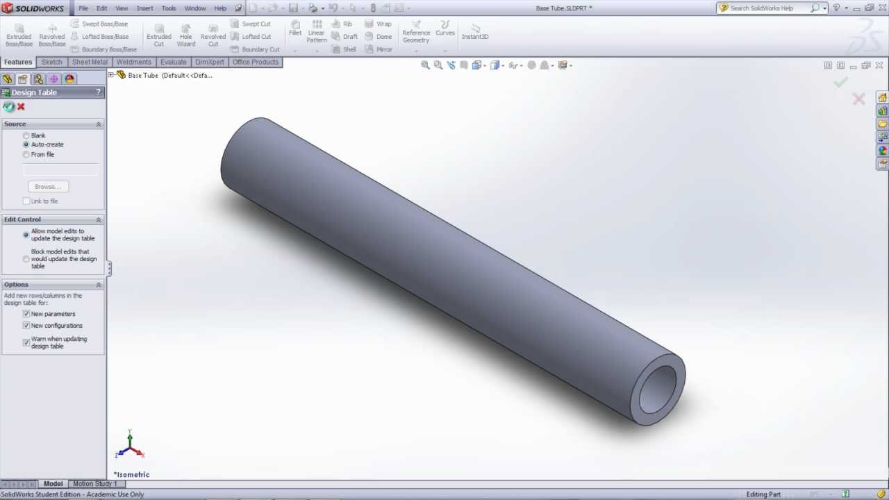 Linking Data from Microsoft Excel to a SolidWorks Model