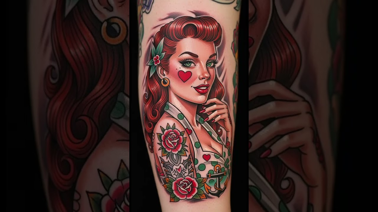 Jolene as a pinup model tattoo design #jolene #pinup #tattoo #tattoos #tattooideas #DreamScreenAI
