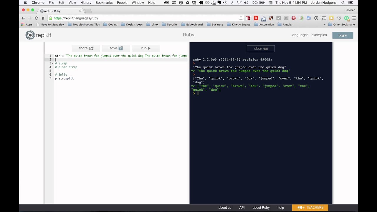 How to use the split and strip methods in ruby strings