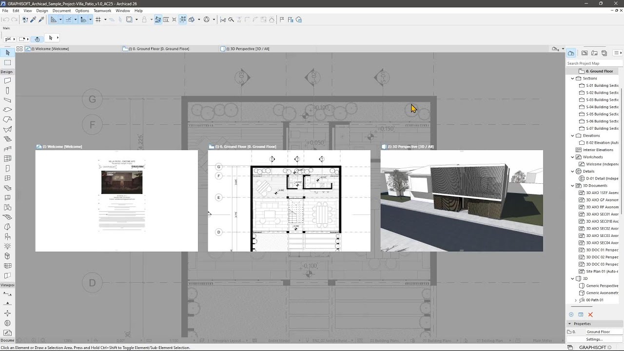 ARCHICAD - Lesson 01 - Introduction, User Interface, Menu, Toolbars, Panels, Views, Template, Sample