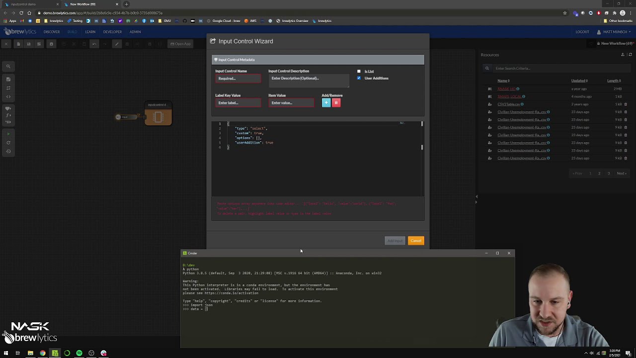Input Control Wizard (Advanced)