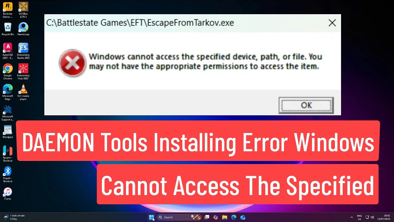 DAEMON Tools Installing Error Windows Cannot Access The Specified Device Path Or File FIX