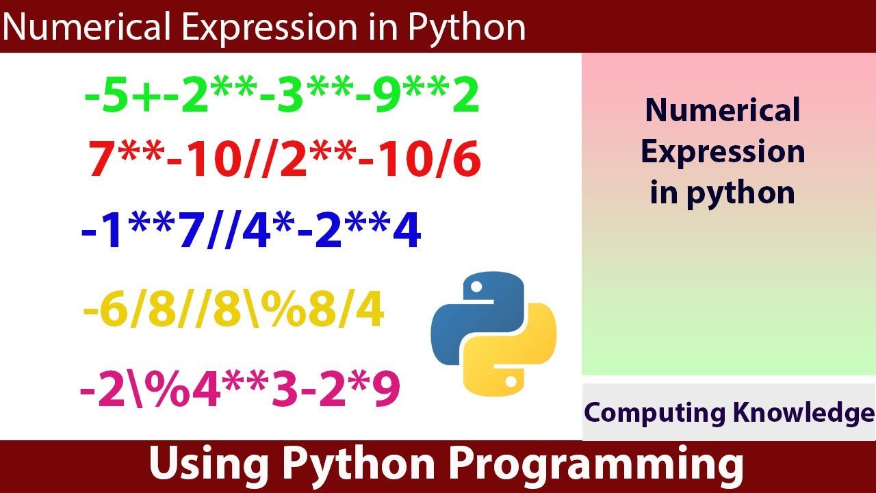 Numerical Expressions -3 using Python|| how to solve numerical expression using python