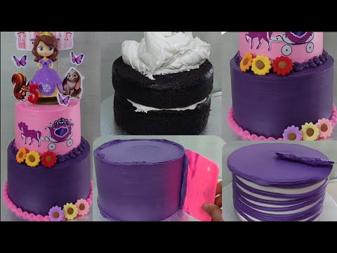 easy to follow sofia birthday cake design! | new trick for cake decoration! easy piping & smoothing!